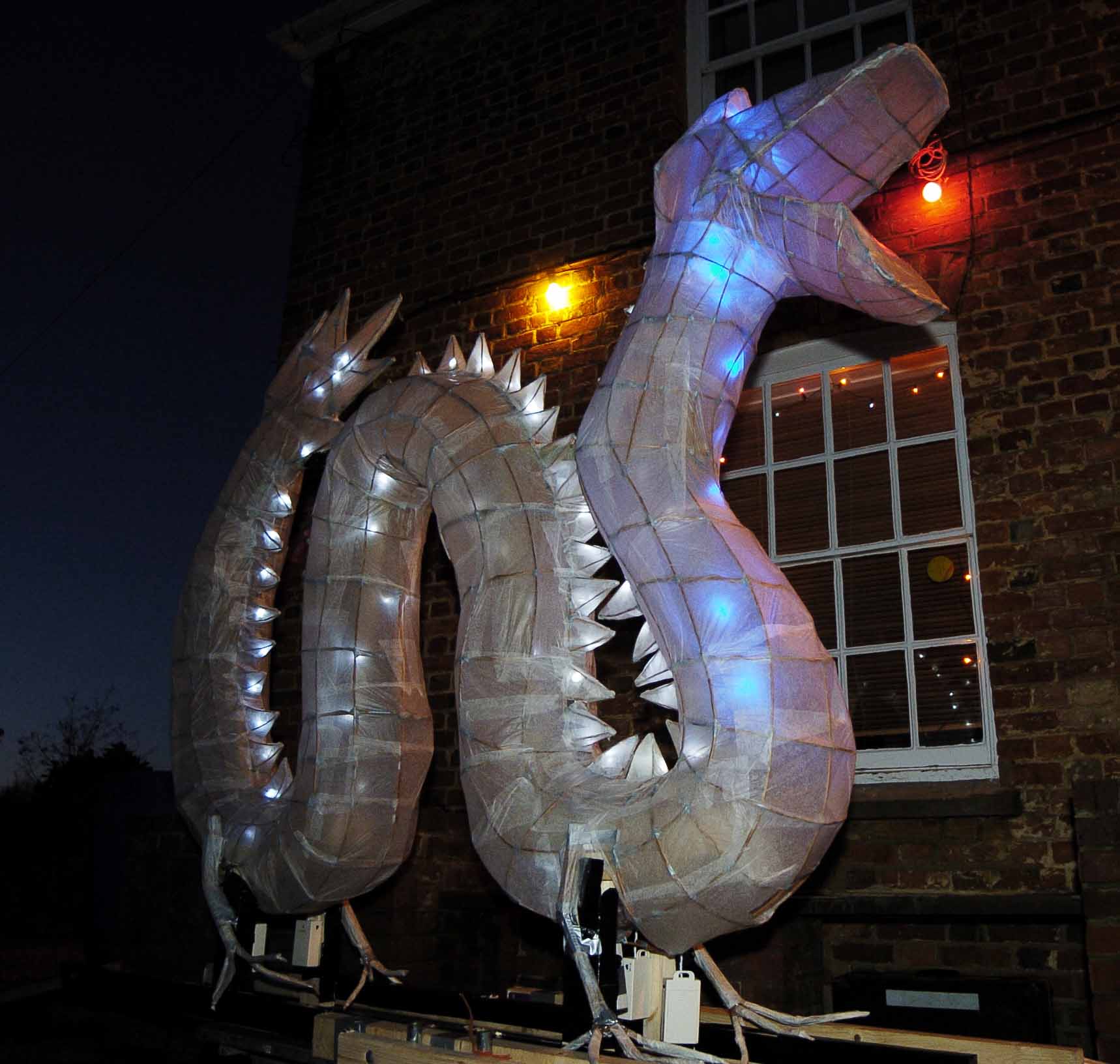 Dragon lantern illuminated outside the Old Rectory - Living Archive