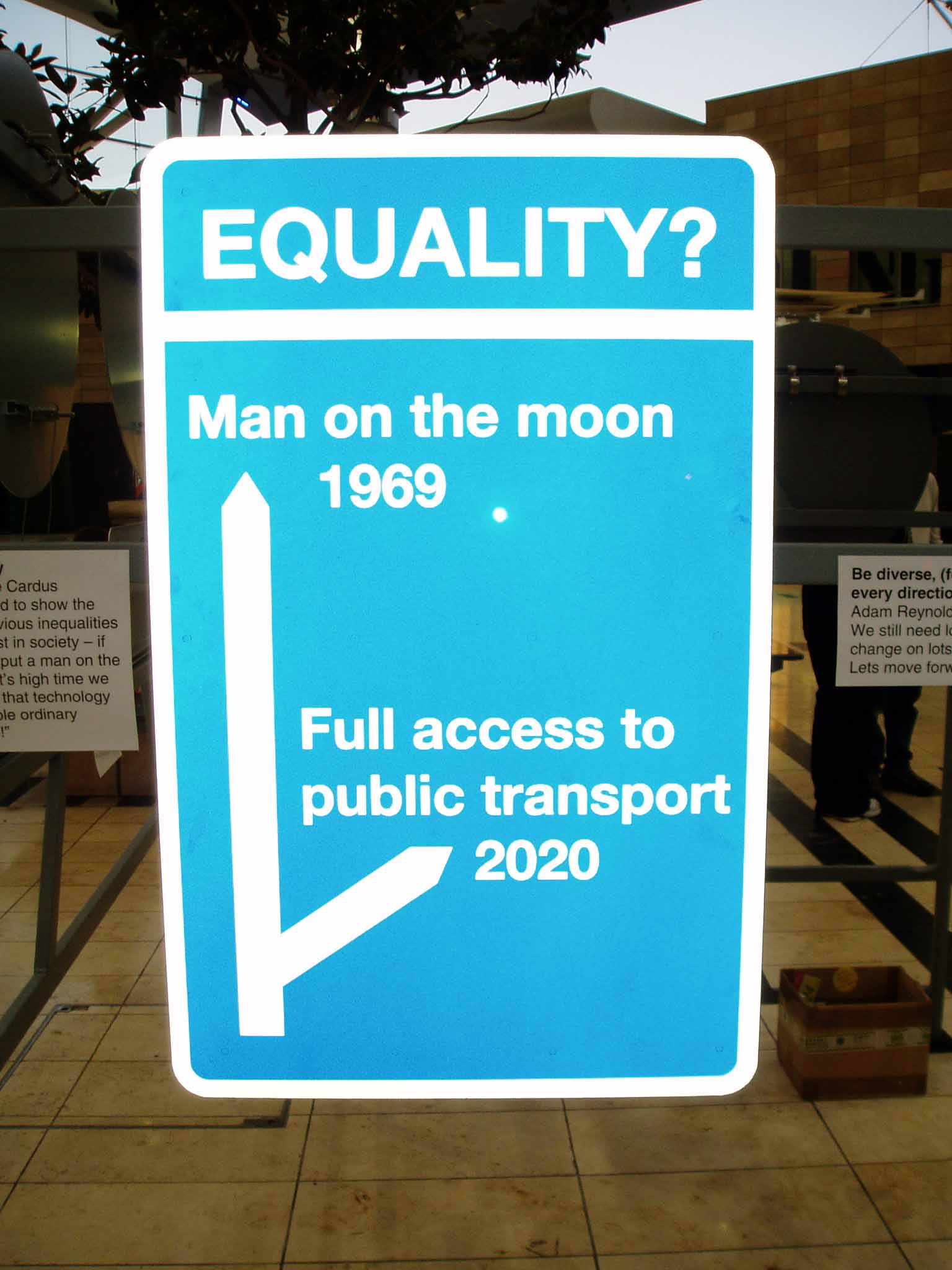 Blue sign about Equality - Living Archive