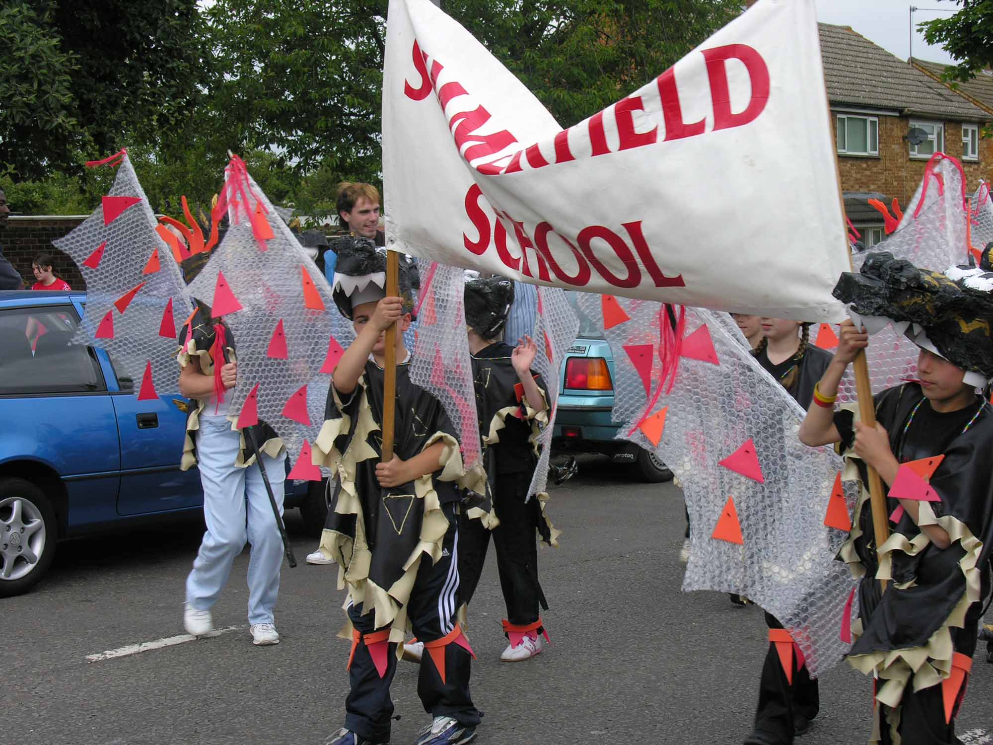 Summerfield School parade group with banner - Living Archive