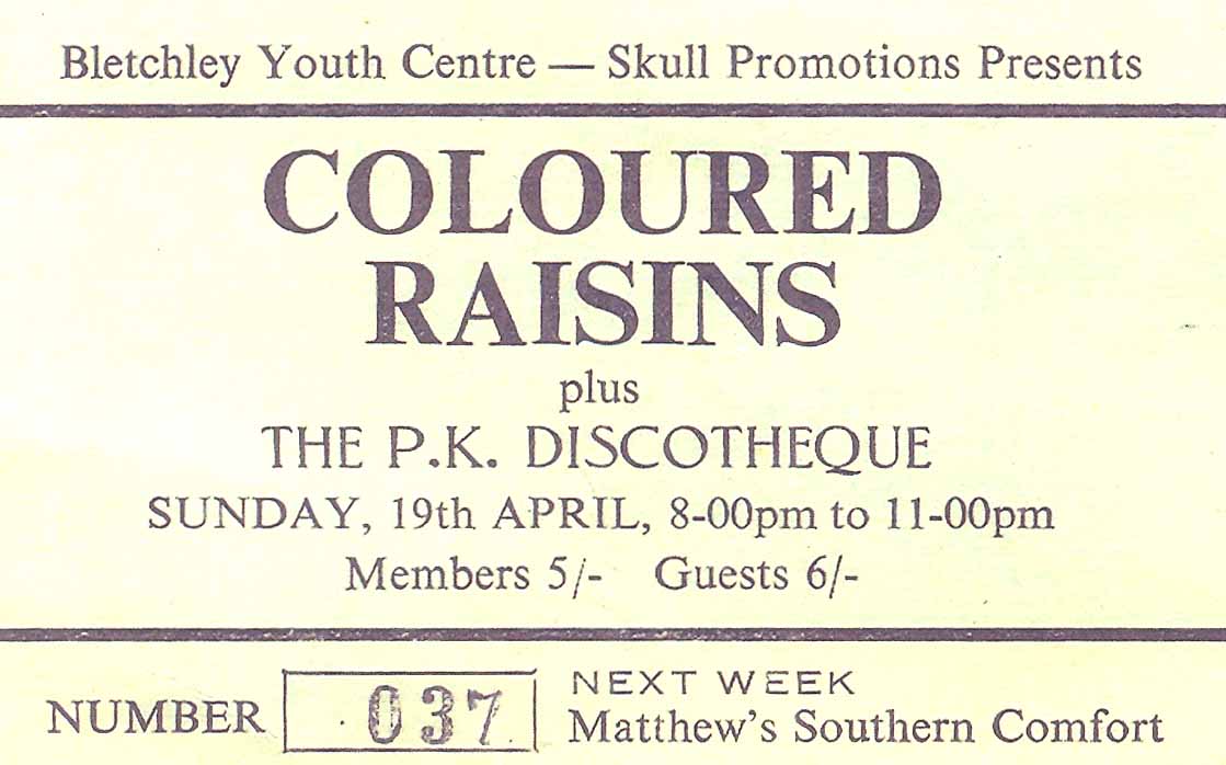 Coloured Raisins ticket - Living Archive