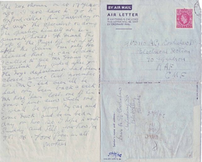 Air Mail letter written on 19 Feb 1945 from Mother - Living Archive