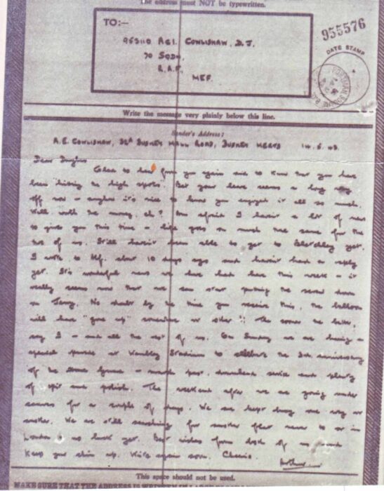 Airgraph written on 14 May 1943 from A. E. Cowlishaw - Living Archive