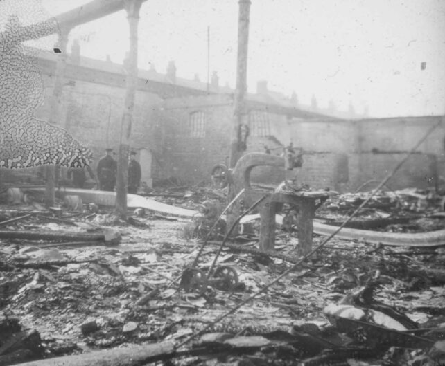 Fire damage, trimming shop - Living Archive